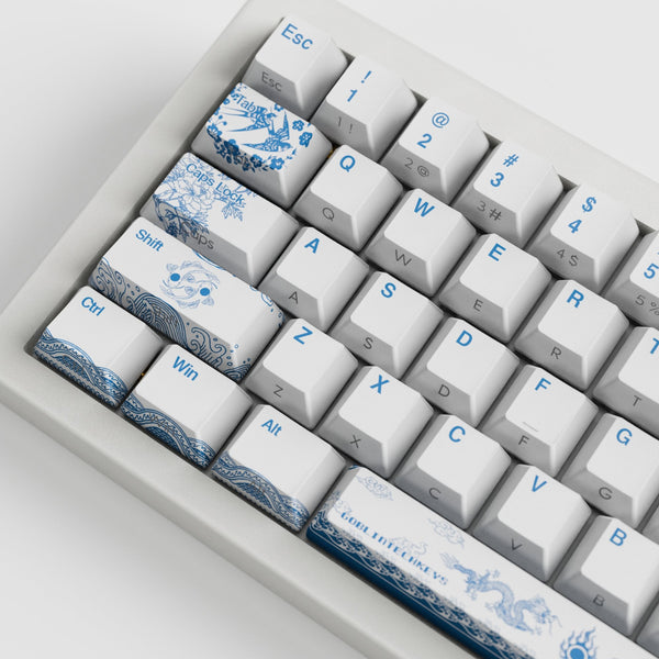 Blue Pottery Design Keycaps and Mechanical Keyboard – Goblintechkeys