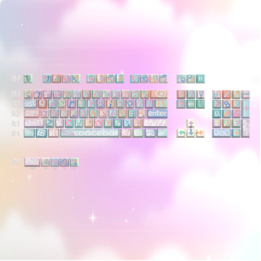 Pastel Chaos Keycaps - soft pastel charm – Goblintechkeys