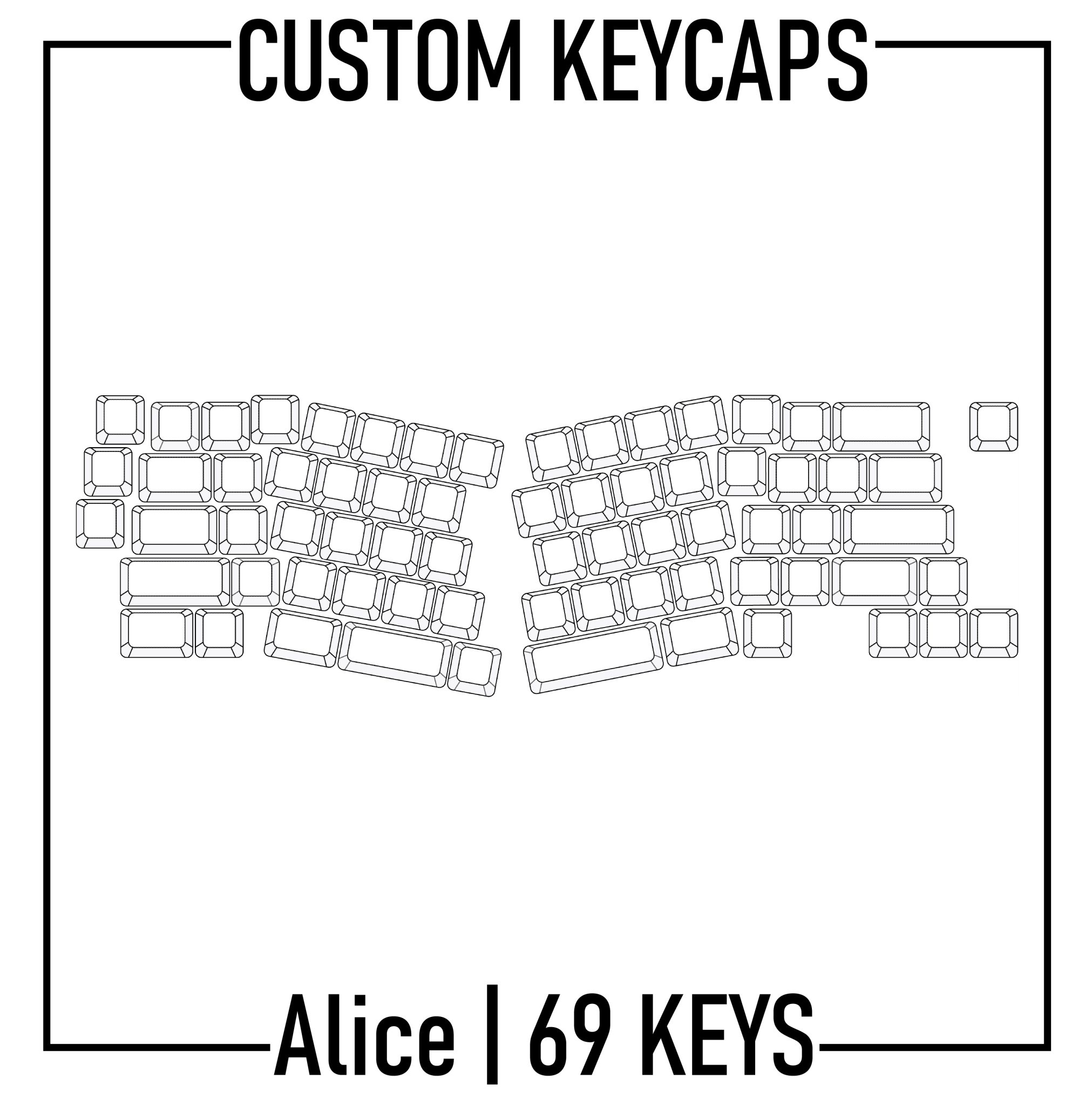 Alice Split Keyboard Custom Pbt Keycaps Ansi 69 Keys Goblintechkeys
