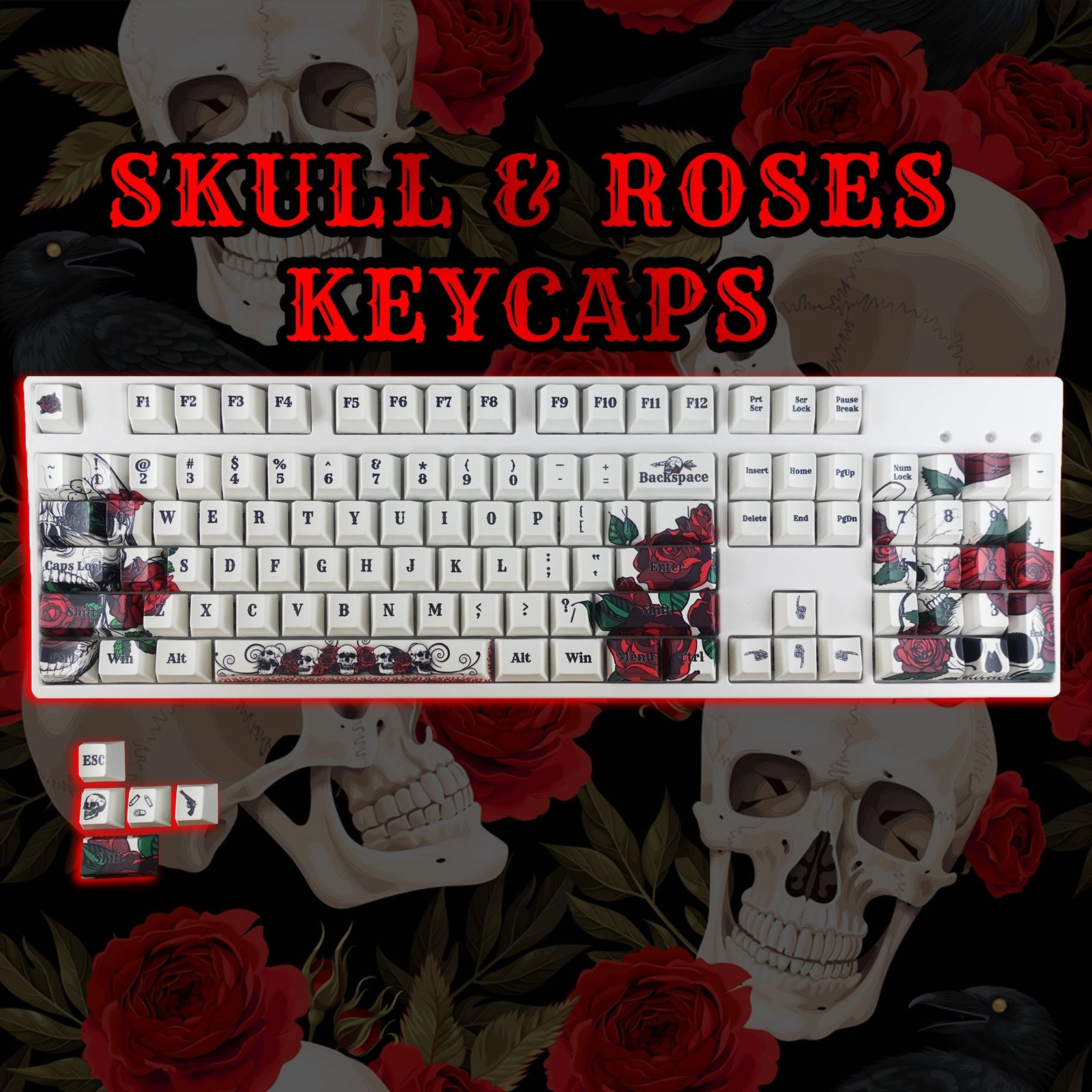 Add an Edgy Touch with Skull & Roses Keycaps – Goblintechkeys