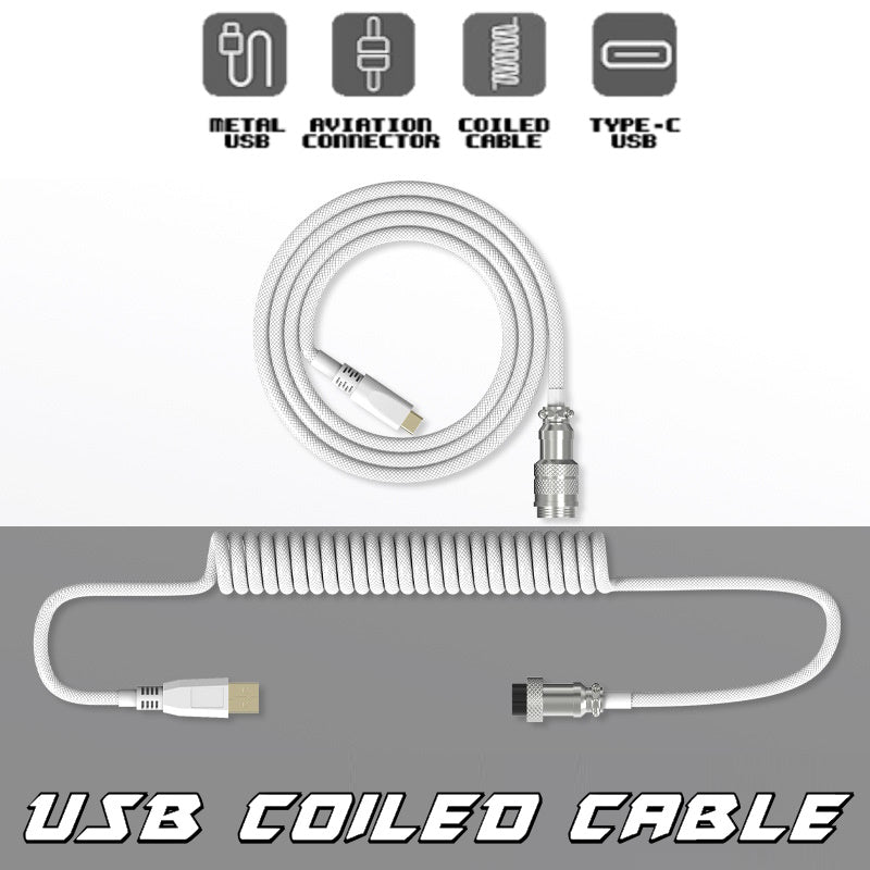 USB Coiled Cable | Double-Sleeved Mechanical Keyboard Wire | Detachabl ...