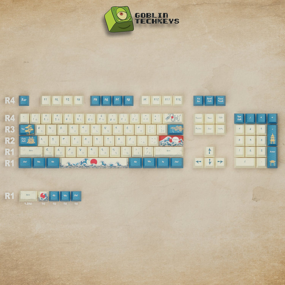 Japanese Wave Keycaps | Blue Keycaps – Goblintechkeys